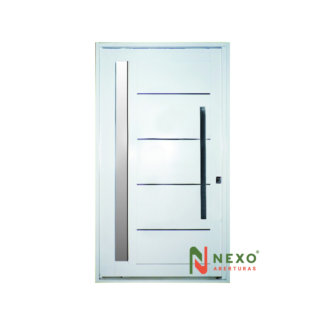 Puerta Galva Pivotante 5 Tableros con Vidrio Lateral 1.15x2.05 (PG541I ...